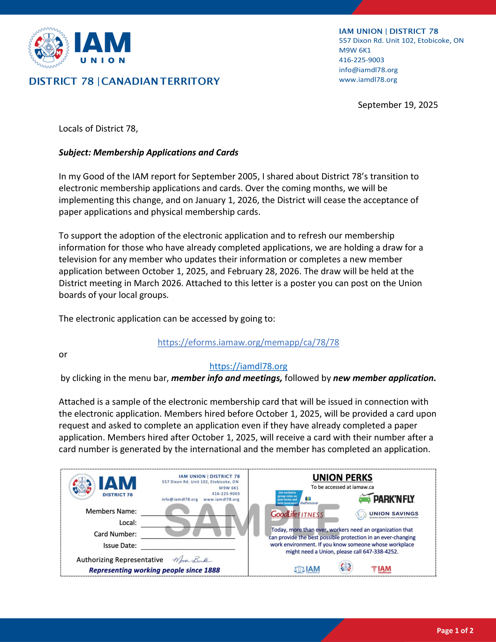 Membership Information – IAM District 78